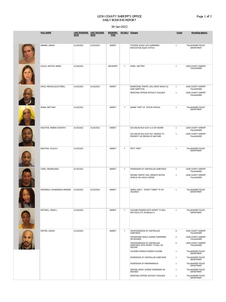 LCSO Daily Booking Report | PDF | Burglary | Common Law