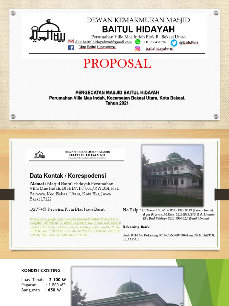 Proposal Pengecatan Masjid Baitul Hidayah 2021 | PDF