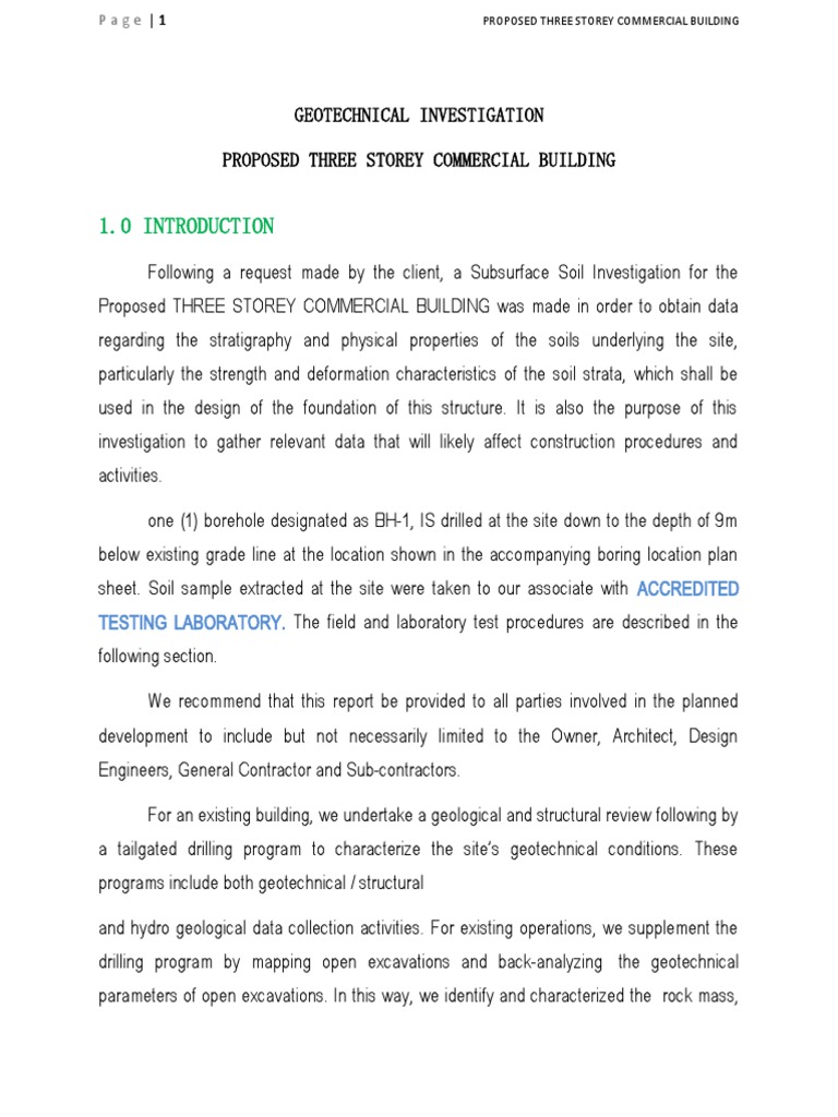 Geotechnical Report 1 | PDF | Geotechnical Engineering | Earth Sciences