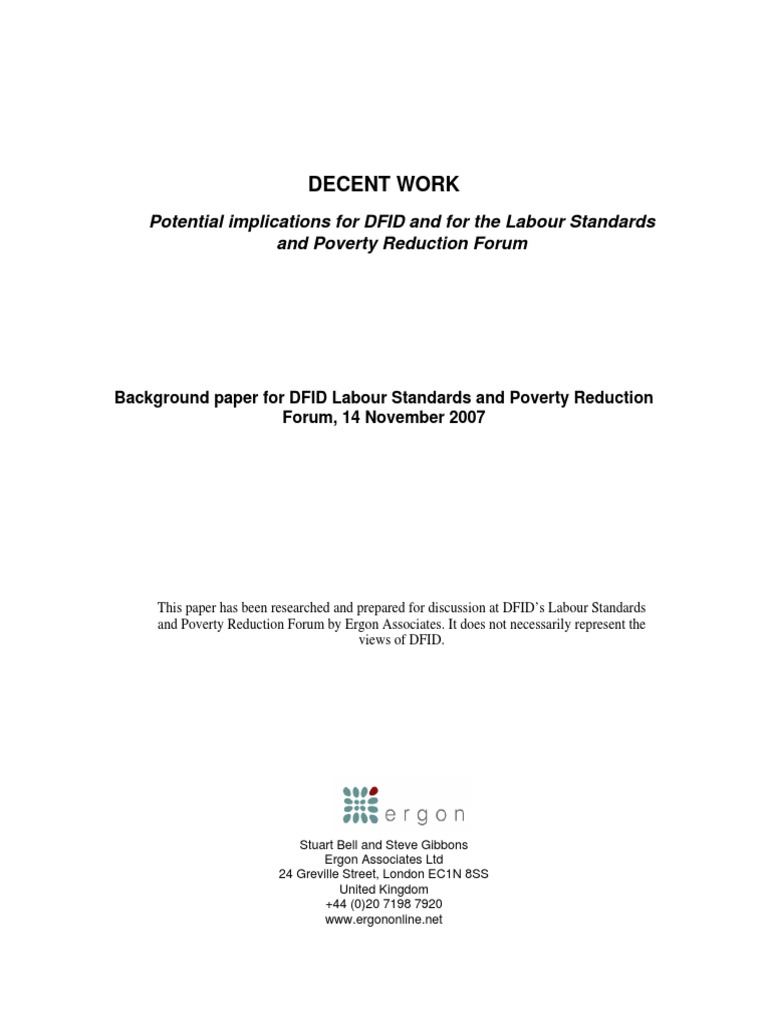 Decent Work | PDF | Millennium Development Goals | International Labour ...