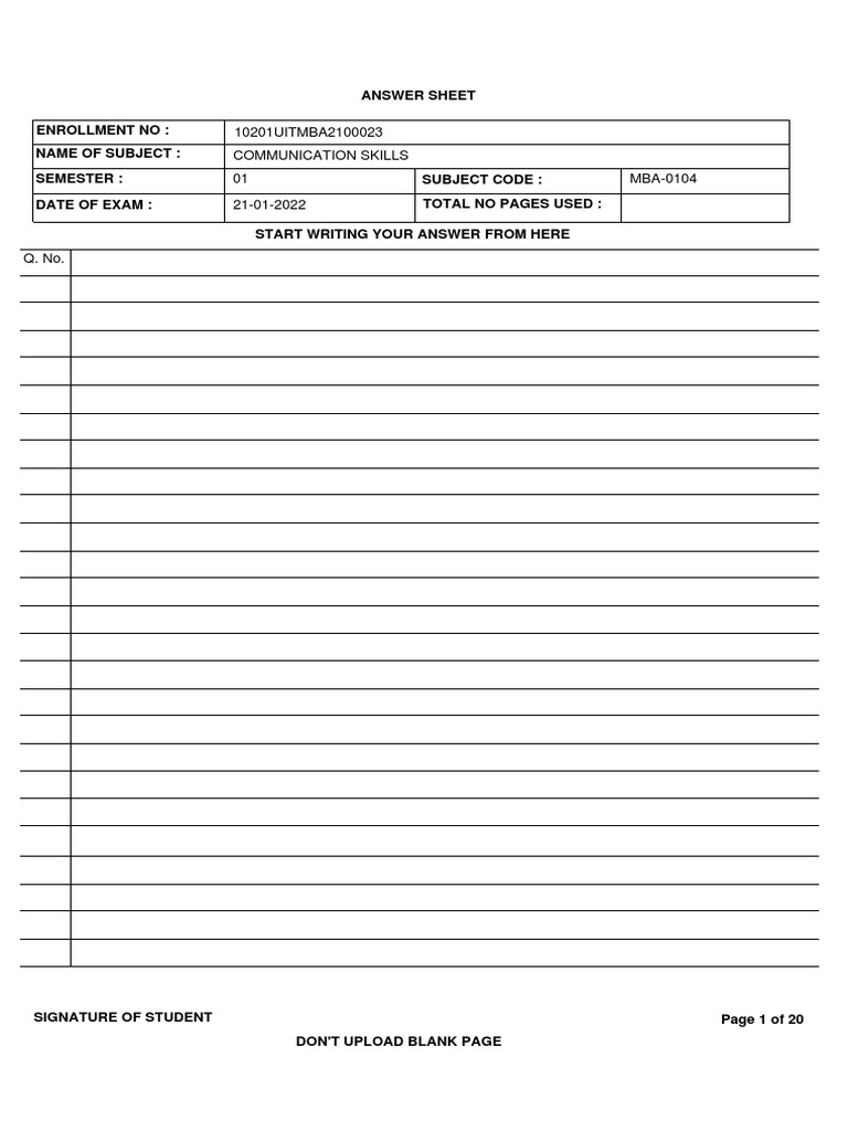 Answer Booklet | PDF | Schools