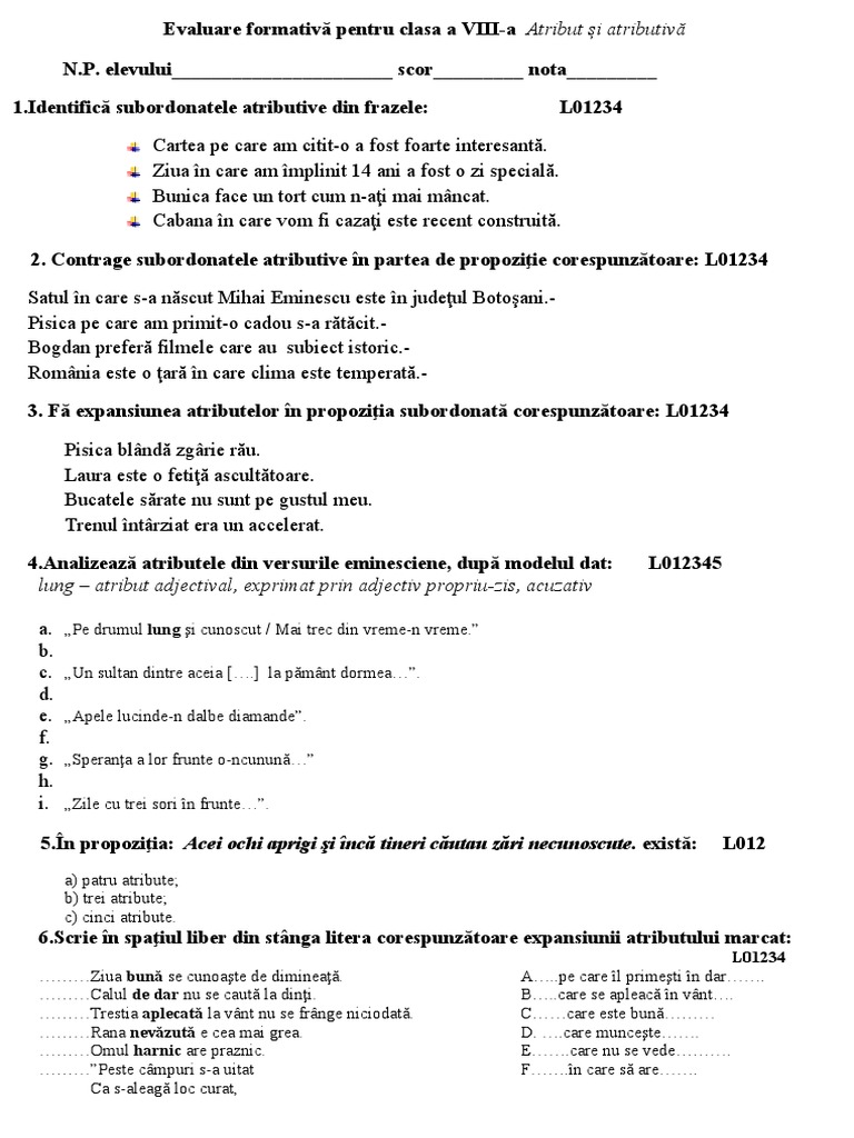 Atribut Si Atributiva | PDF