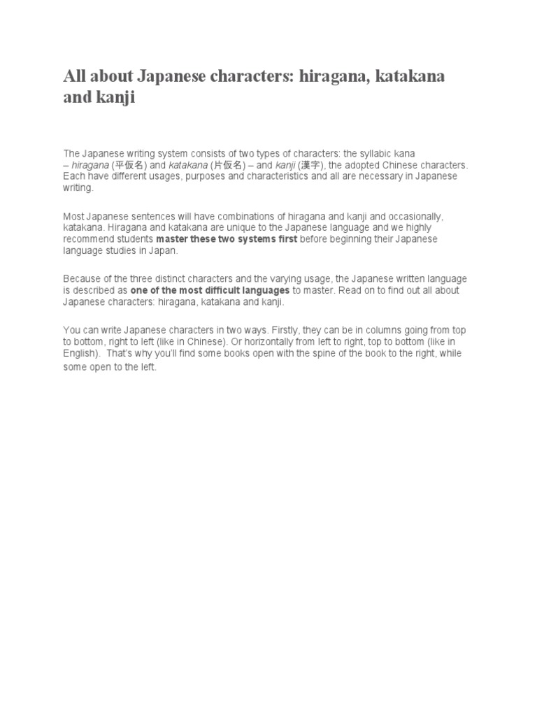 All About Japanese Characters | PDF | Kanji | Japanese Language