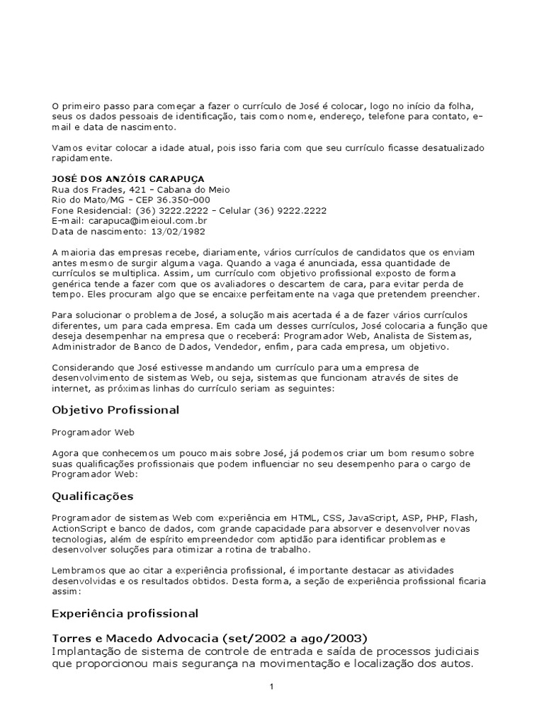 Modelo Curriculum Vitae | PDF | Internet | Script Java