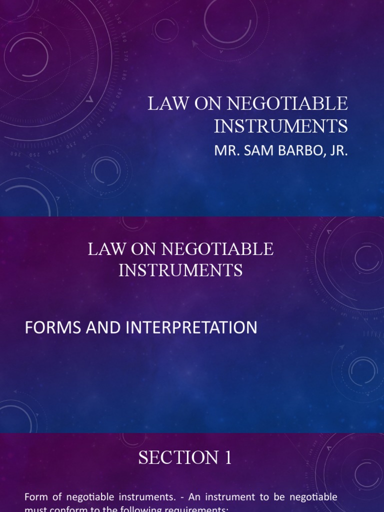NIL-Form and Interpretation - Sec 1 | PDF | Negotiable Instrument ...