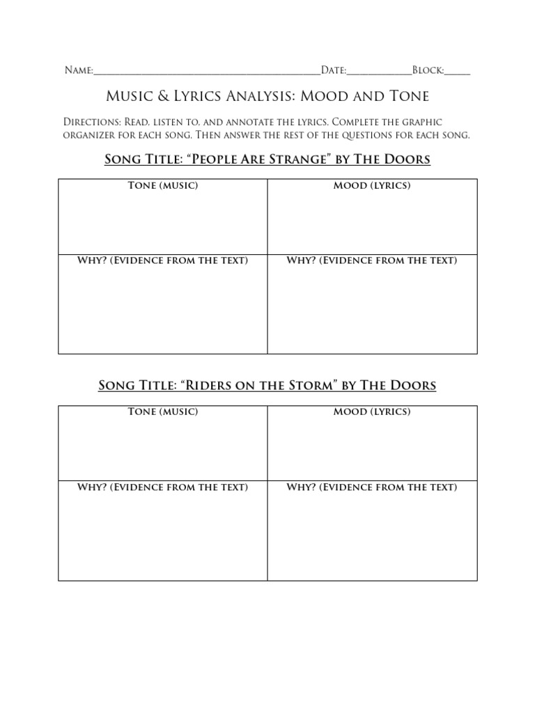 Mood and Tone in Song Lyrics Analysis | PDF | Metaphor | Cognition