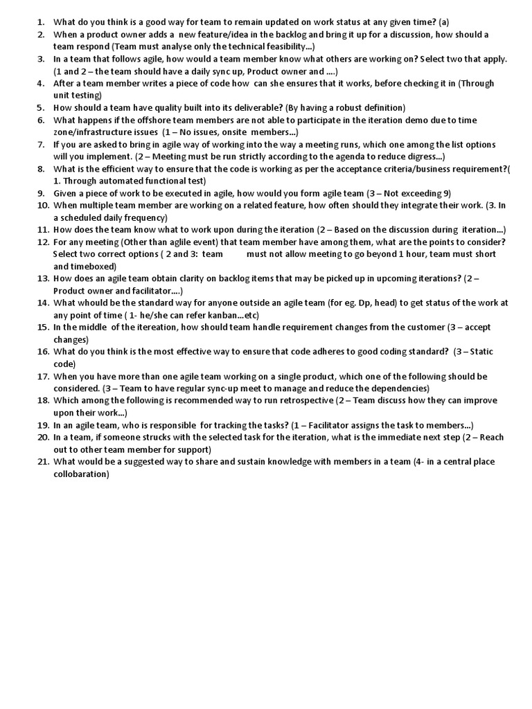 Agile E1 Questions and Answers Compress | PDF | Scrum (Software Development) | Computer Engineering