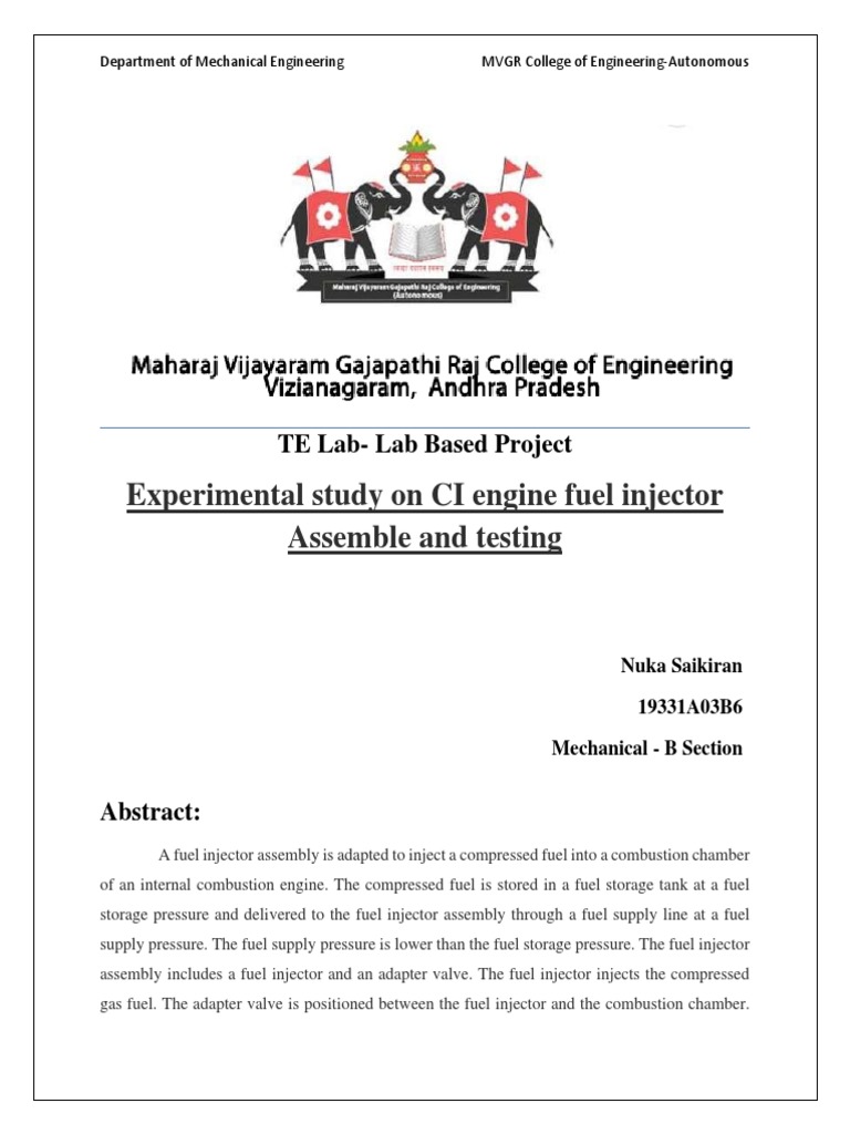 Experimental Study On CI Engine Fuel Injector Assemble and Testing ...