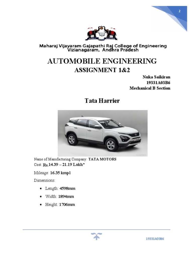 Automobile Engineering: Assignment 1&2 | PDF | Transmission (Mechanics ...