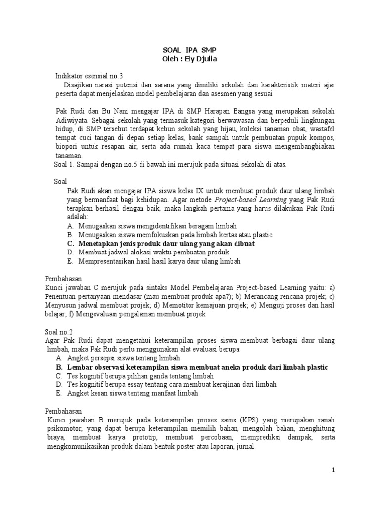 Soal Remedial IPA SMP | PDF | Sains & Matematika