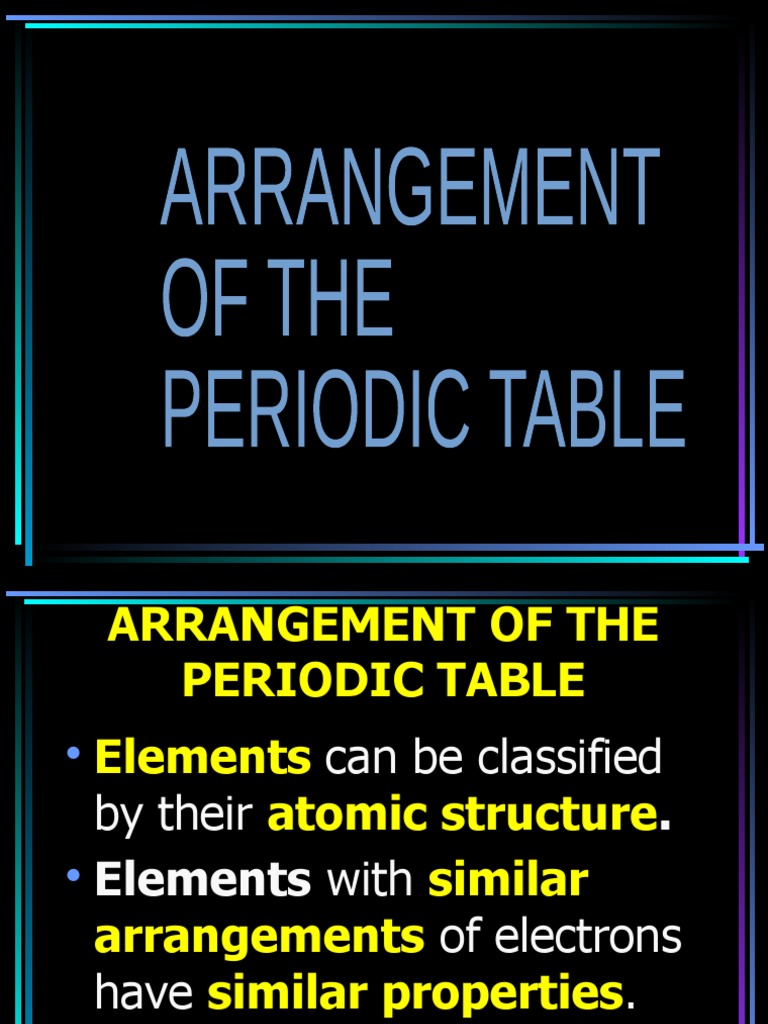 Arrangement of the Periodic Table | PDF | Periodic Table | Chemical ...
