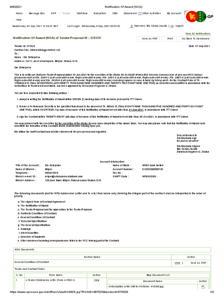 Notification of Award (NOA) | PDF | Intellectual Works