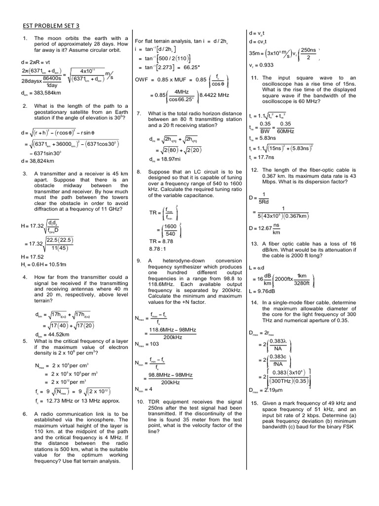 Calculating orbital distance and radio horizon distance | PDF ...