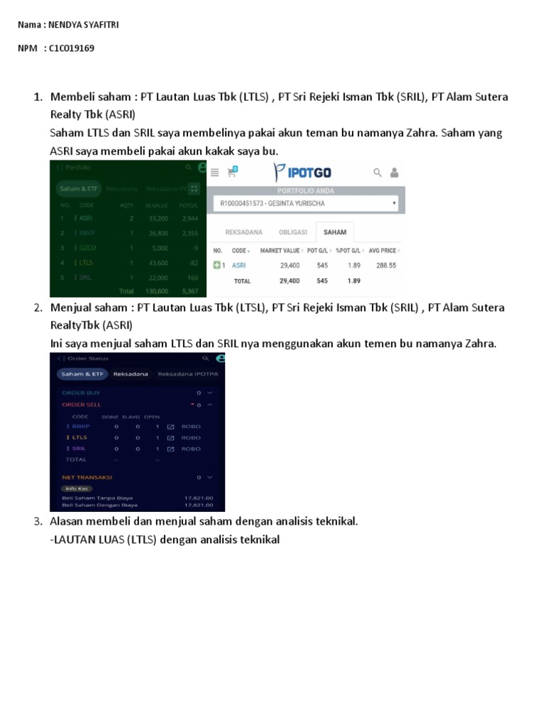 Analisis Saham LTLS, SRIL, dan ASRI | PDF
