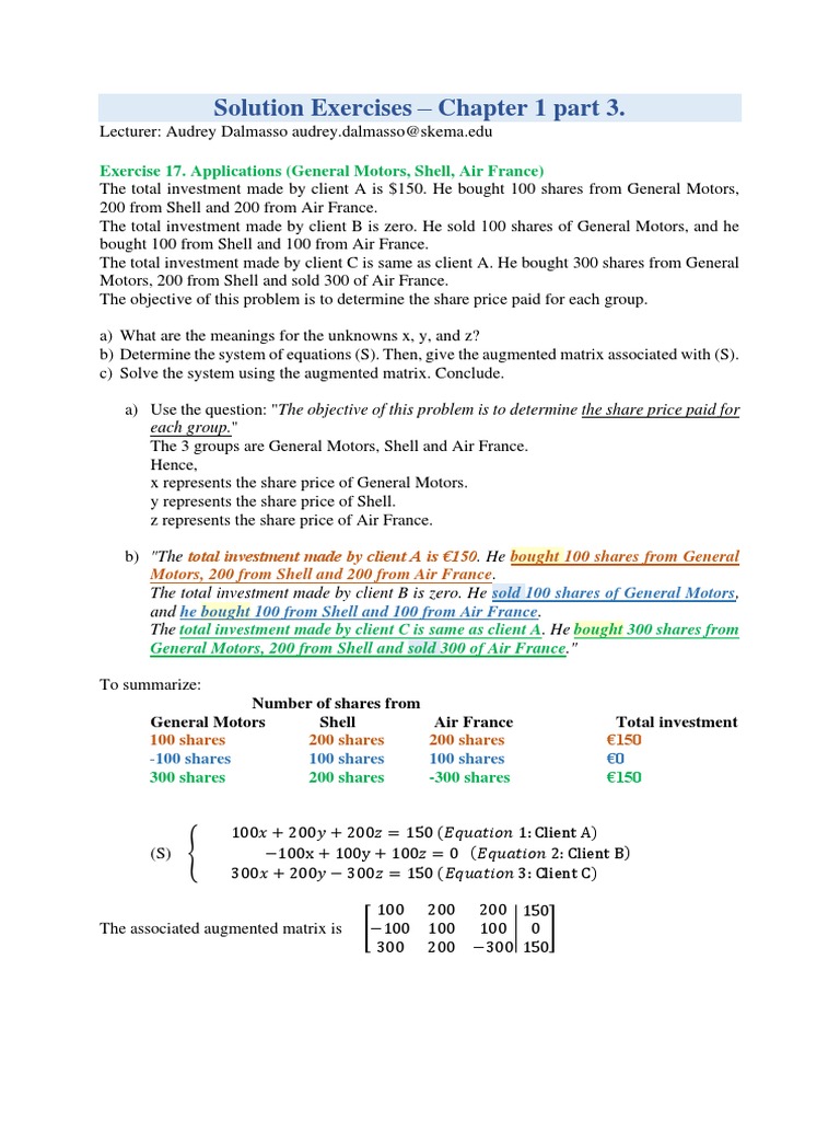 Solution Exercises Chapter 1 Part 3 | PDF | Input–Output Model | Economies