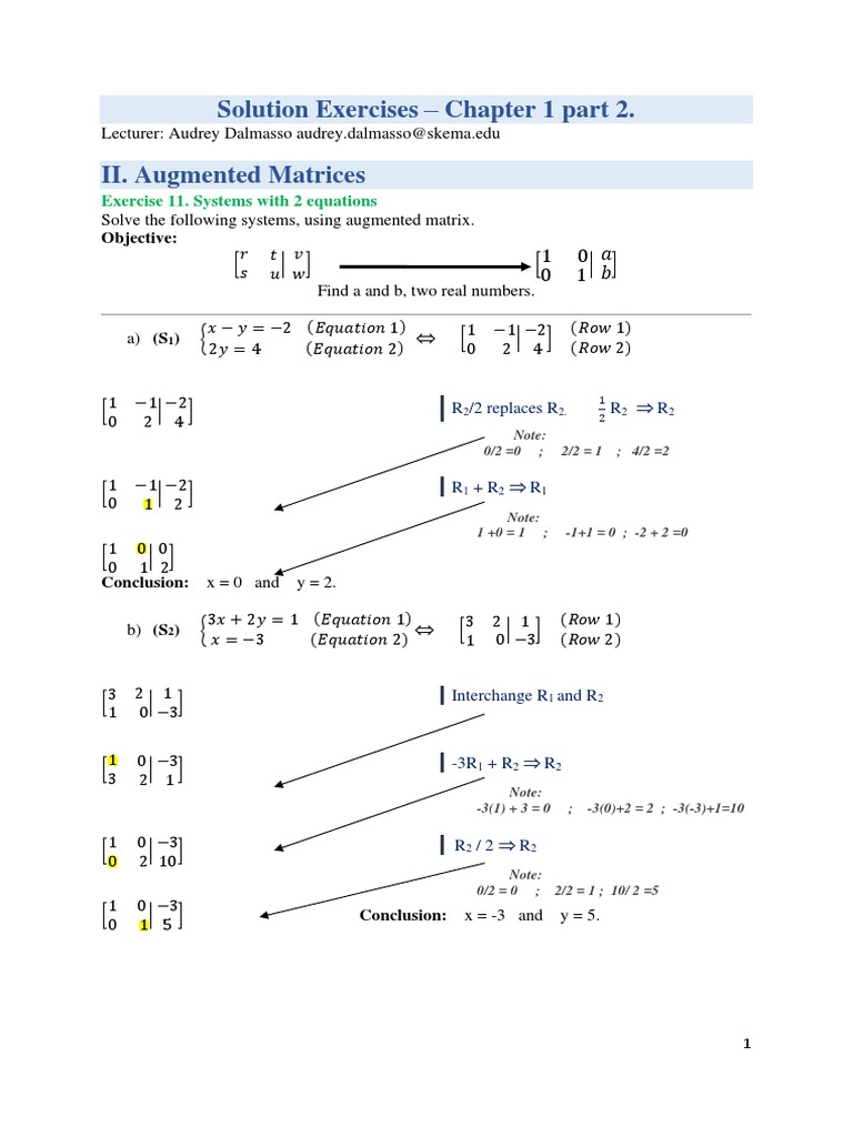 Solution Exercises Chapter 1 Part 2 | PDF | Matrix (Mathematics ...