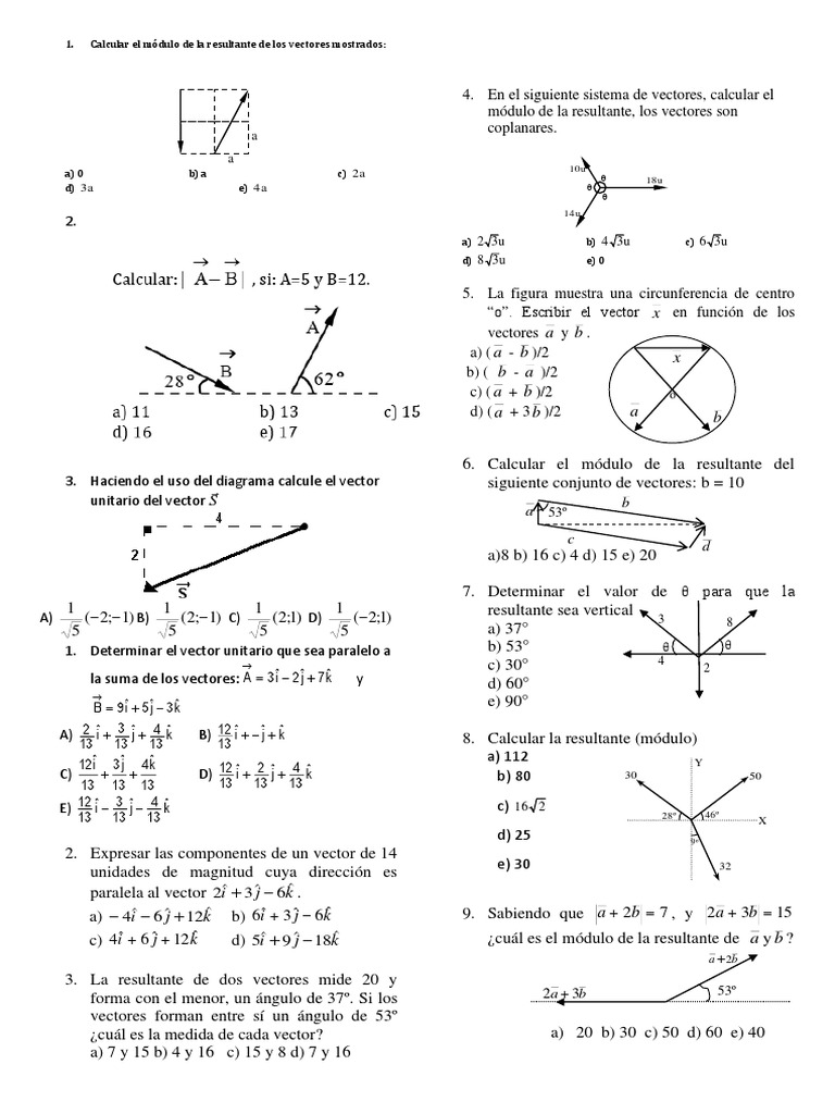 Vectores Ejercicios | PDF | Vector Euclidiano | Álgebra abstracta