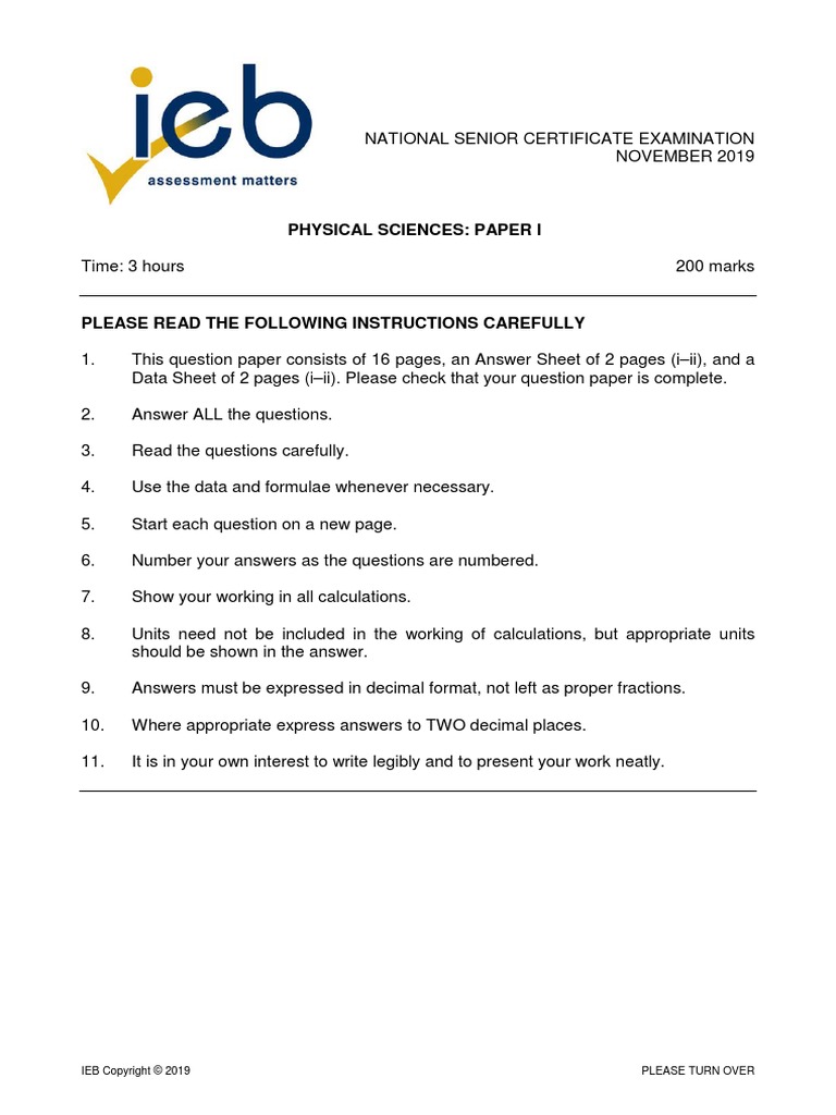 Physical Sciences P1 2019 | PDF | Force | Magnetic Field