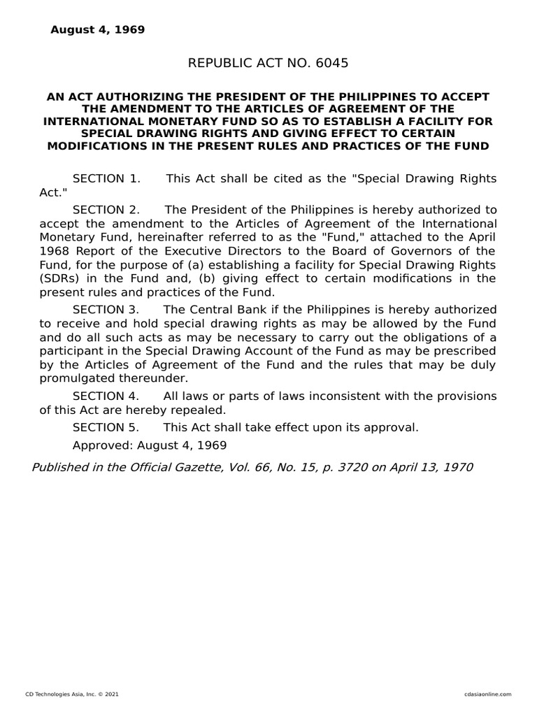 Special Drawing Rights Act | PDF
