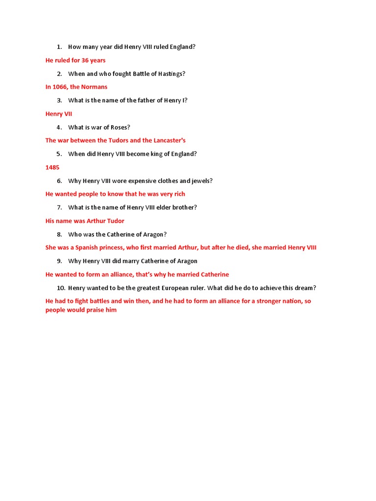 King Henry VII Recap (08-09-2021) | PDF | Travel | History