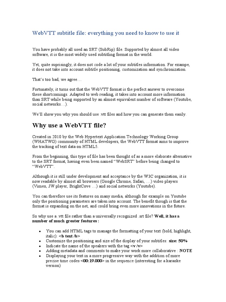 WebVTT Subtitle File | PDF | Html Element | World Wide Web