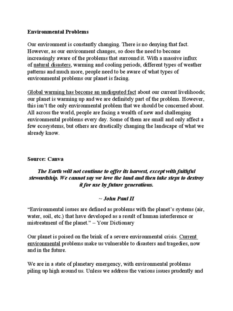 Environmental Problems | PDF | Climate Change | Waste