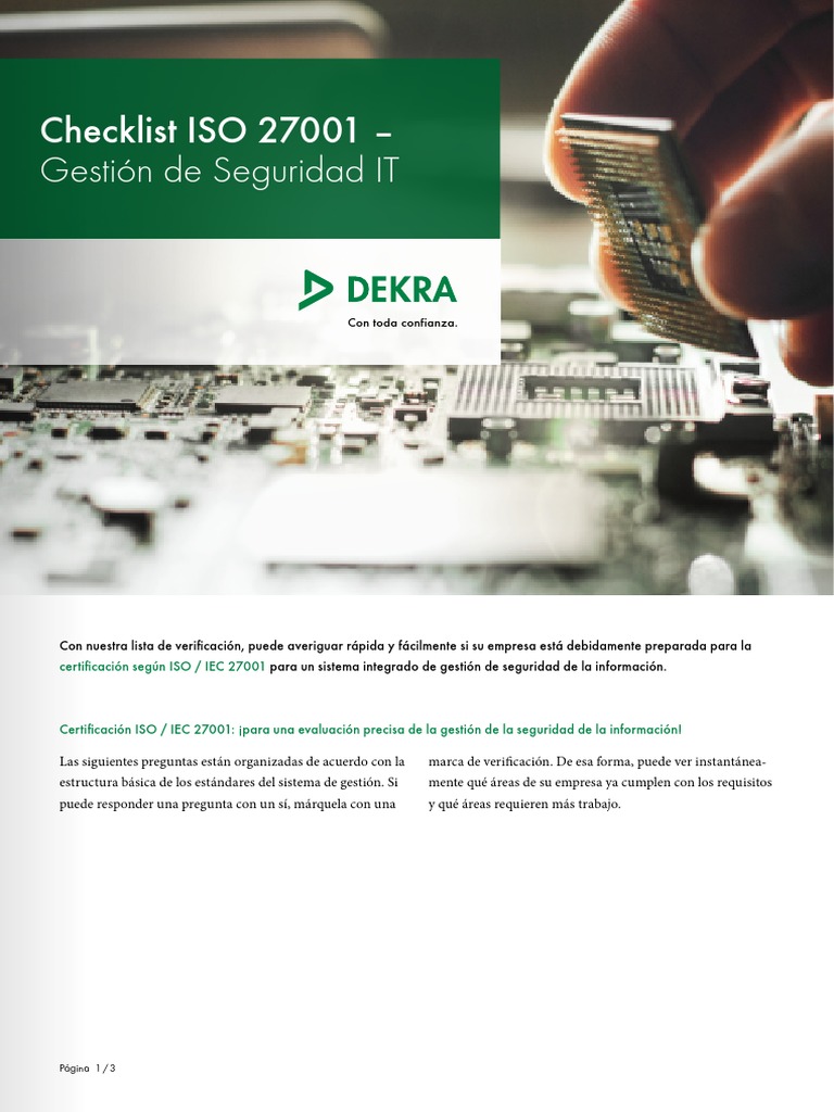Dekra Cert Checklist Iso 27001 A4 Es | PDF | Seguridad de información ...