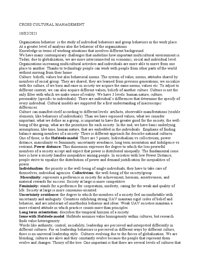 Cross-Cultural Management Insights | PDF | Leadership | Motivational