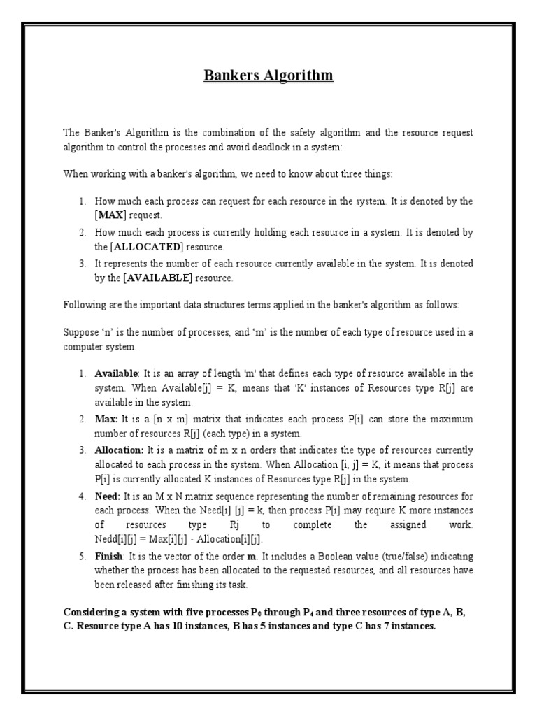 Bankers Algorithm | PDF | Software Engineering | Algorithms