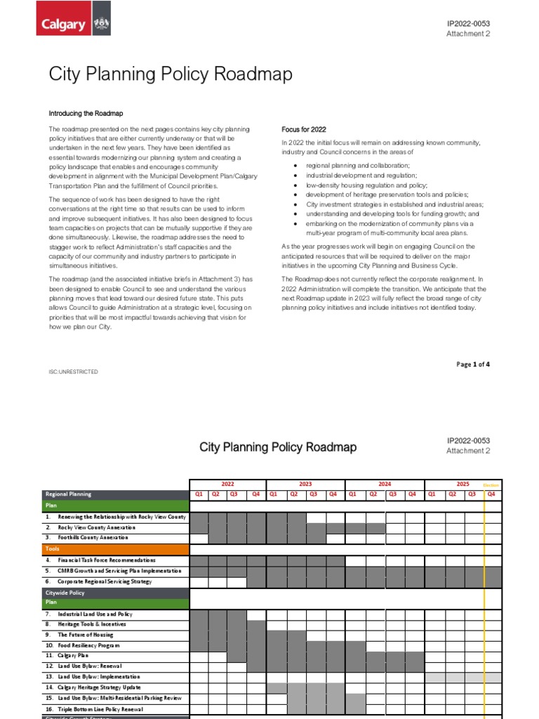 Calgary Planning Policy Roadmap | PDF | Policy | Economies