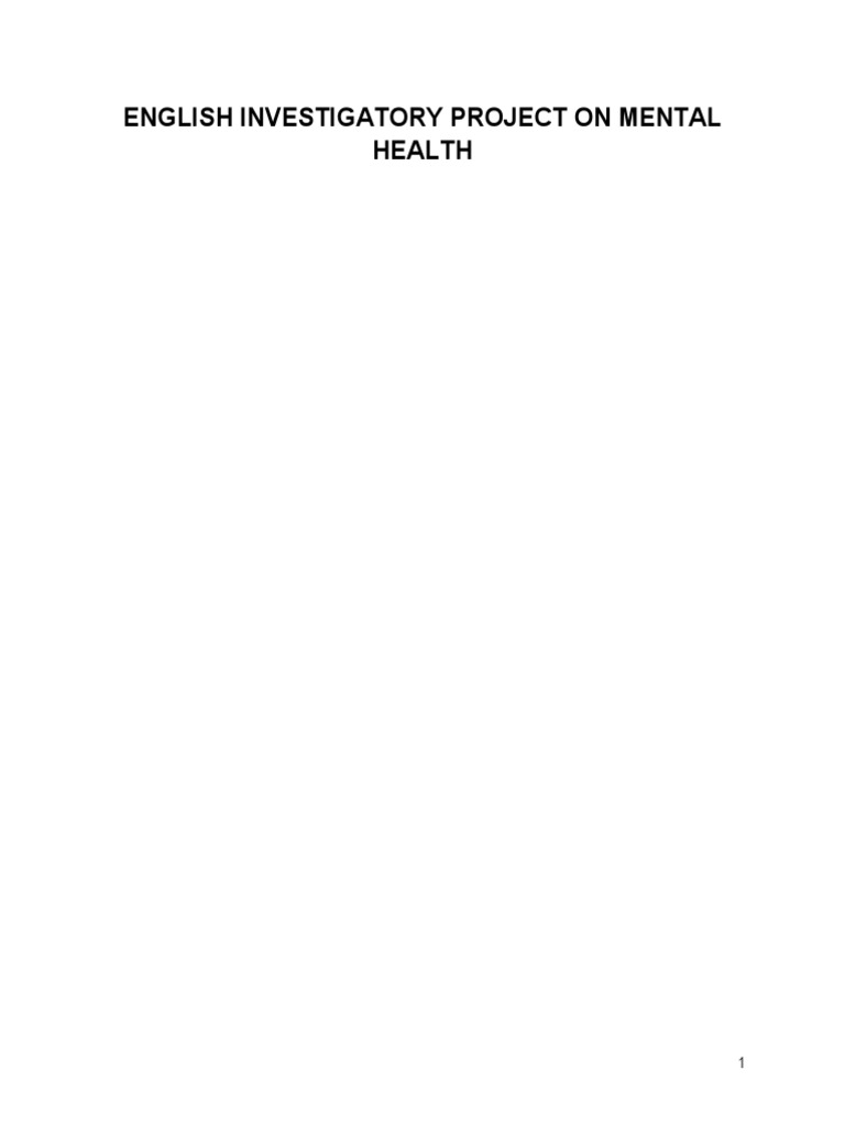 English Investigatory Project On Mental Health | PDF | Mental Disorder ...