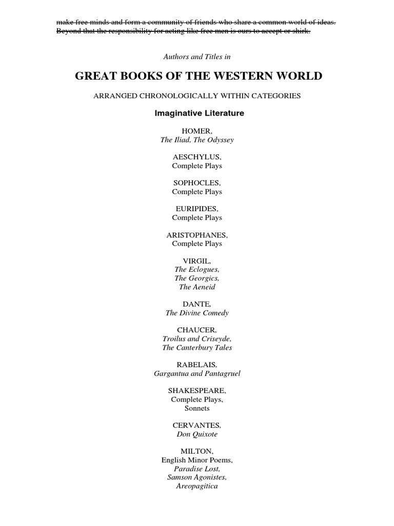 The Great Books Reading List | PDF | Science | Natural Sciences