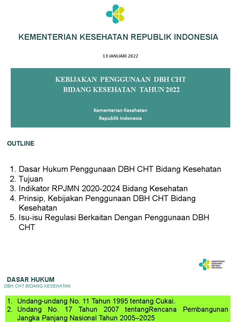 Kemenkes - BIMTEK DBHCHT Bidang Kesehatan 13 Januari 2022 | PDF
