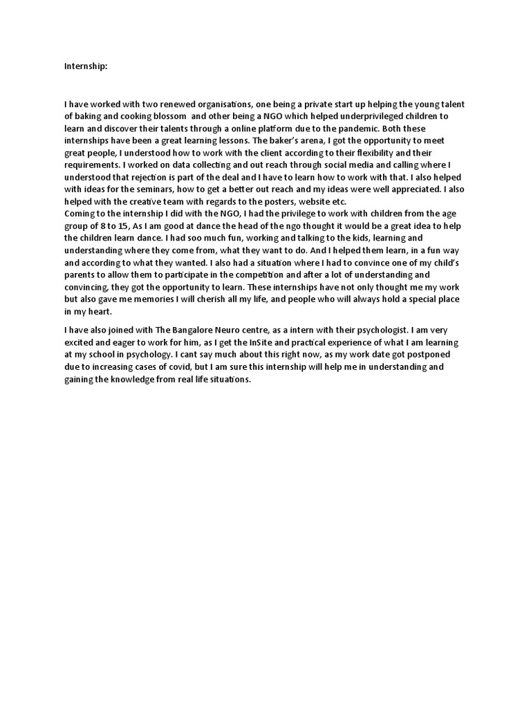 Internship SOP | PDF