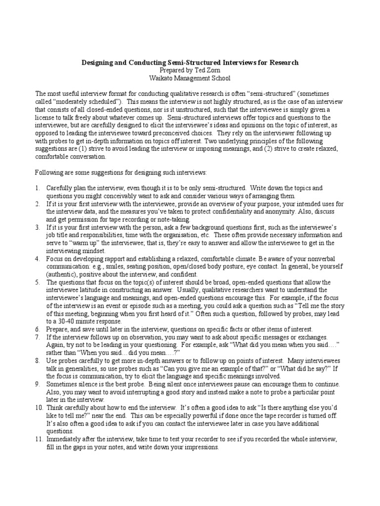 Interview Guidelines | PDF | Interview | Question