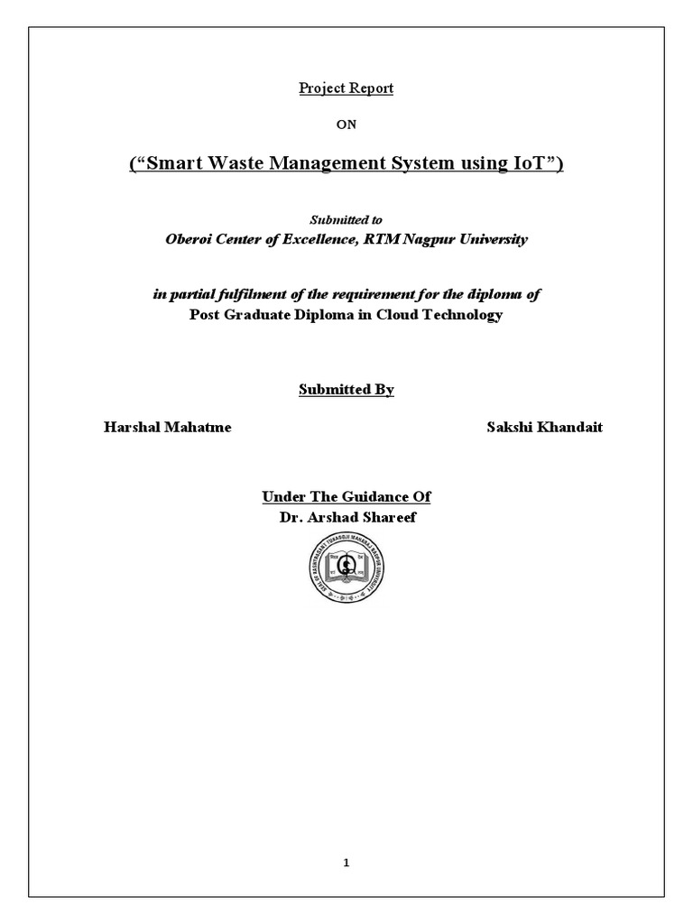 "Smart Waste Management System Using Iot" | PDF | Internet Of Things ...