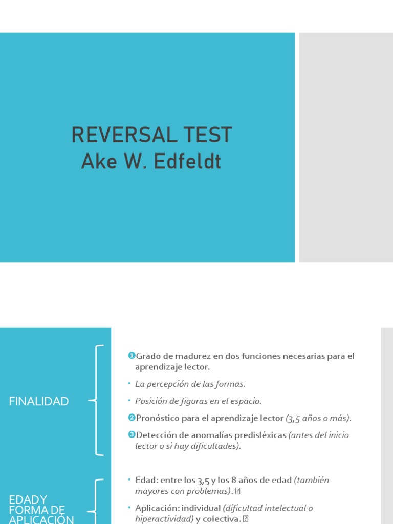 Test de Reversal para Aprendizaje Lector | PDF | Cognición | Ciencia ...