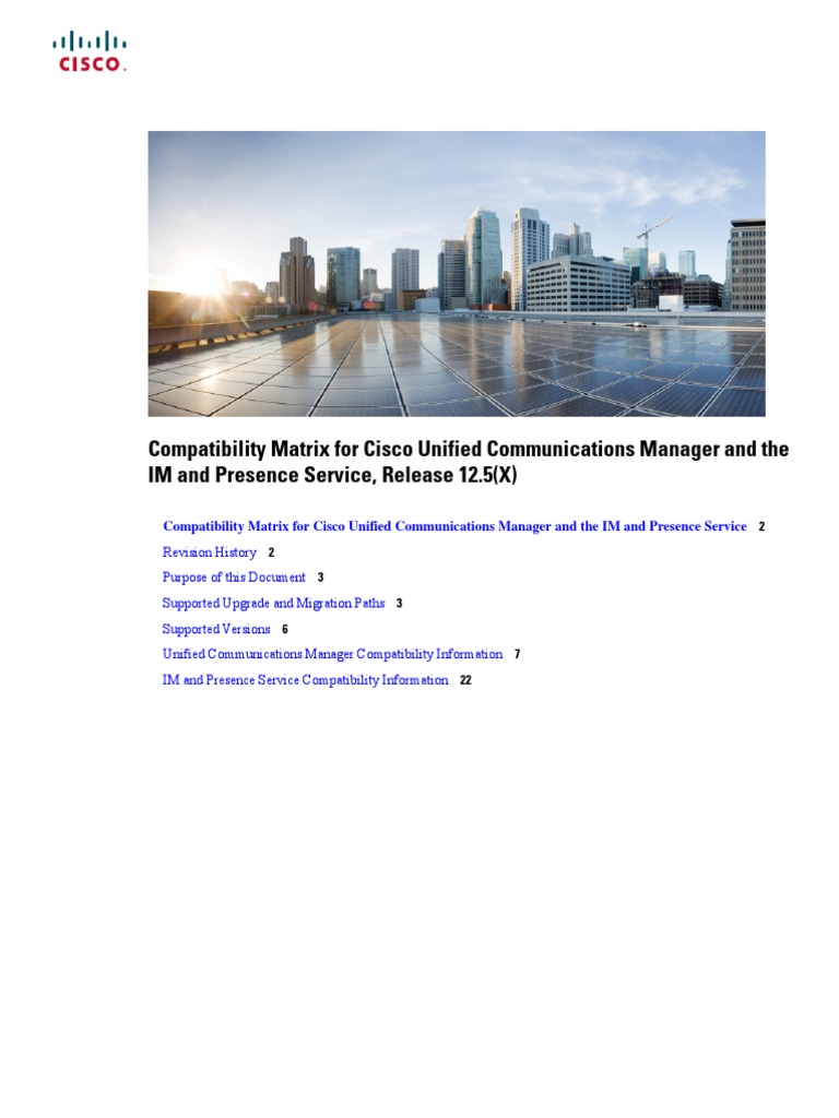 Compatibility Matrix For Cisco Unified Communications Manager and The ...