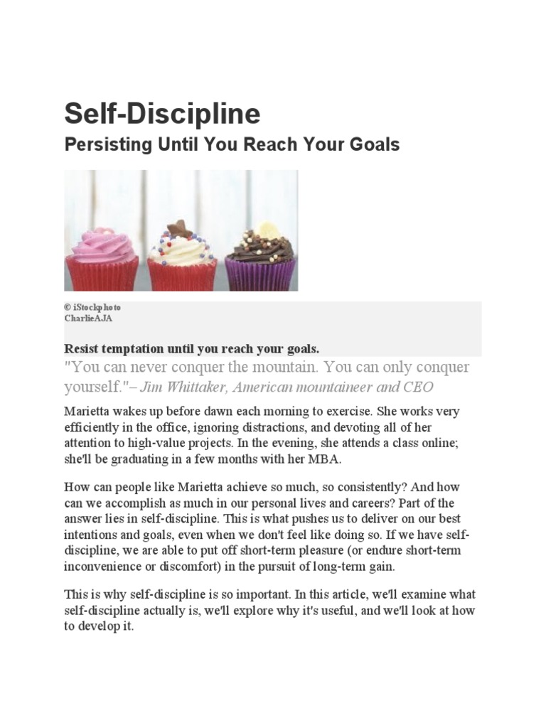 Self-Discipline: Persisting Until You Reach Your Goals | PDF ...