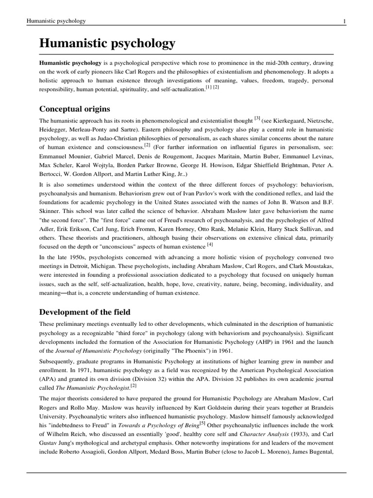 Humanistic Psychology: Conceptual Origins | PDF | Humanistic Psychology ...