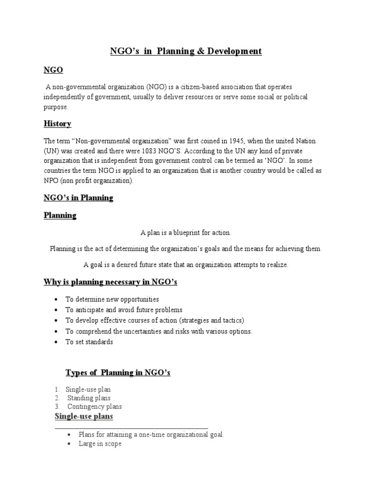 NGO's in Planning and Development | PDF | Non Governmental Organization ...