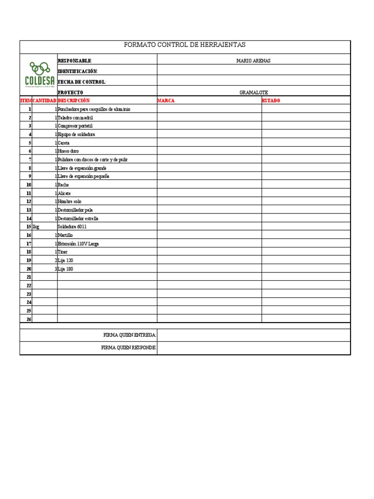 Control de Herramienta | PDF