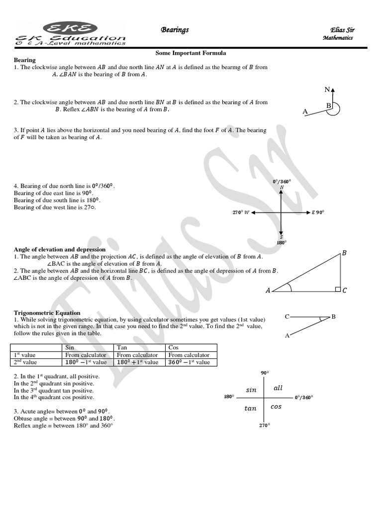 Navigating Bearings and Angles: An Expert Guide to Solving Trigonometric Problems Involving ...