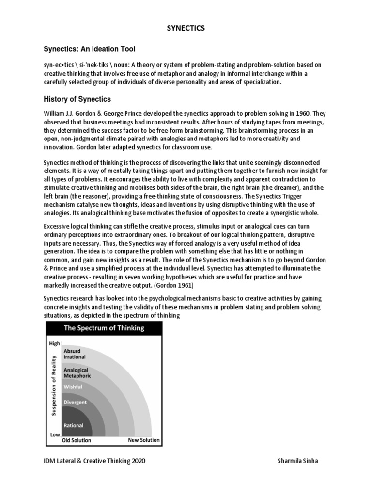 Synectics Method of Thinking | Download Free PDF | Creativity | Learning