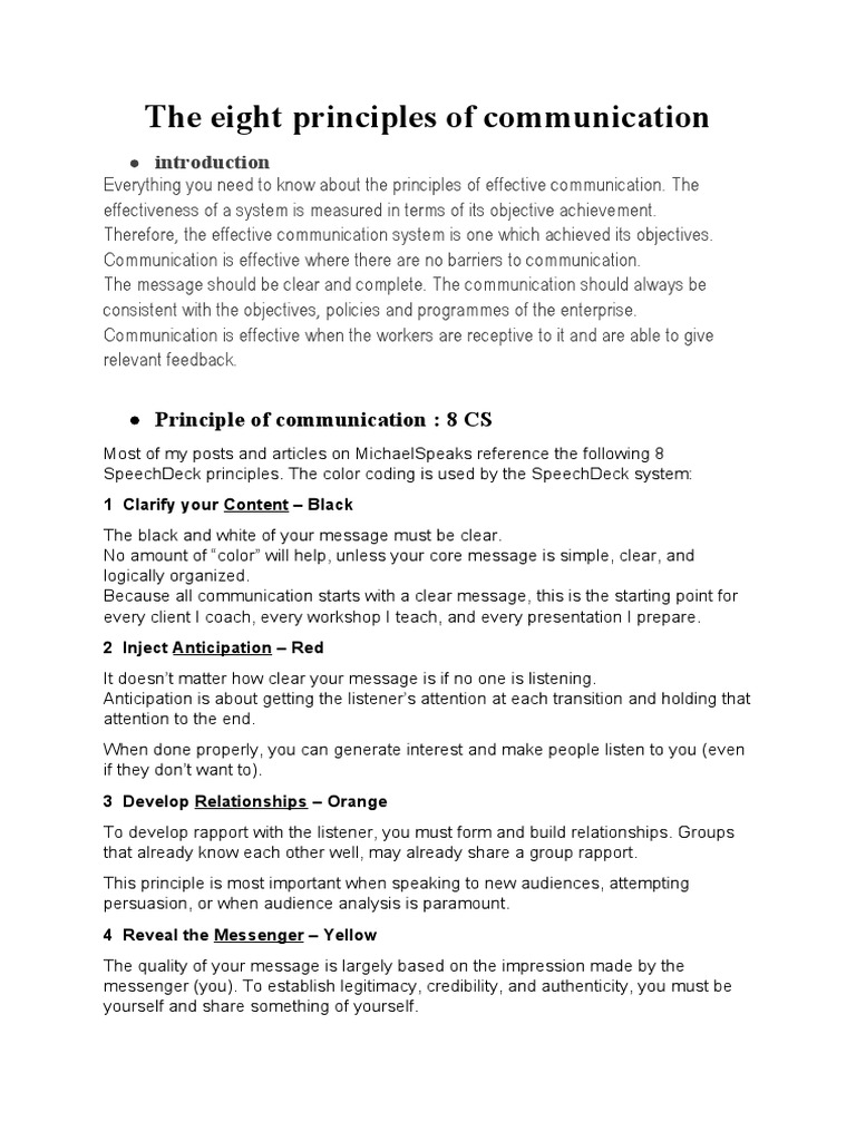 The Eight Principles of Communication | PDF | Communication | Body Language