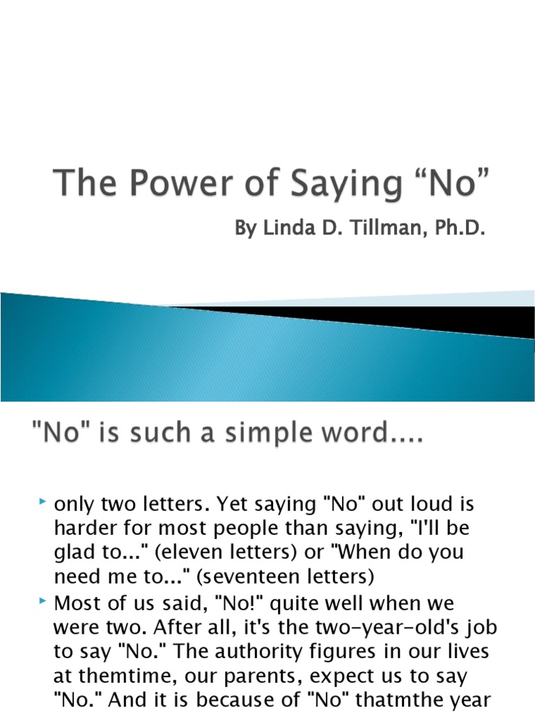 The Power of Saying-NO | PDF
