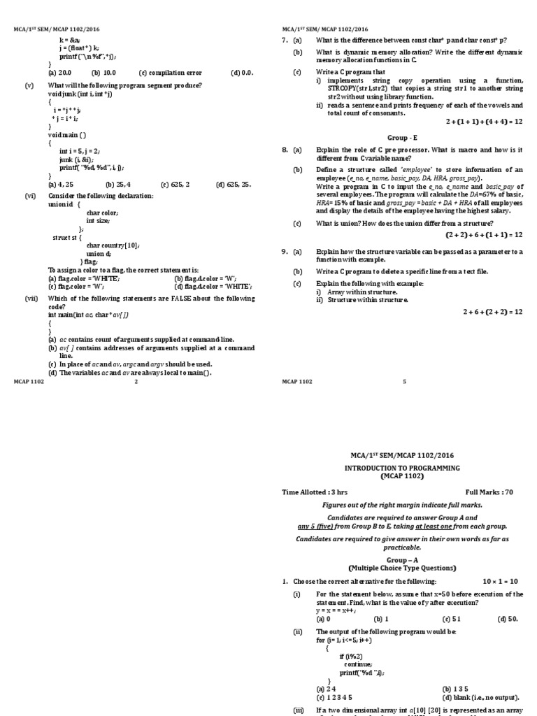 Mca1 Sem Mcap 11022016 Mca1 Sem Mcap 11022016 St St Pdf Parameter Computer 