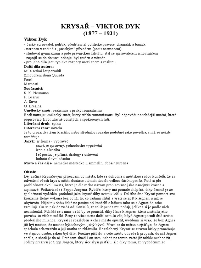 Viktor Dyk - Krysař | PDF