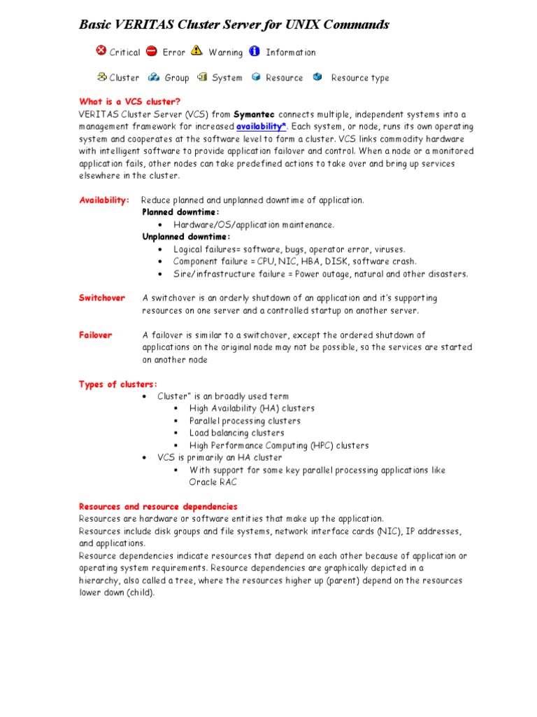 Basic VERITAS Cluster Server | PDF | Computer Cluster | Version Control