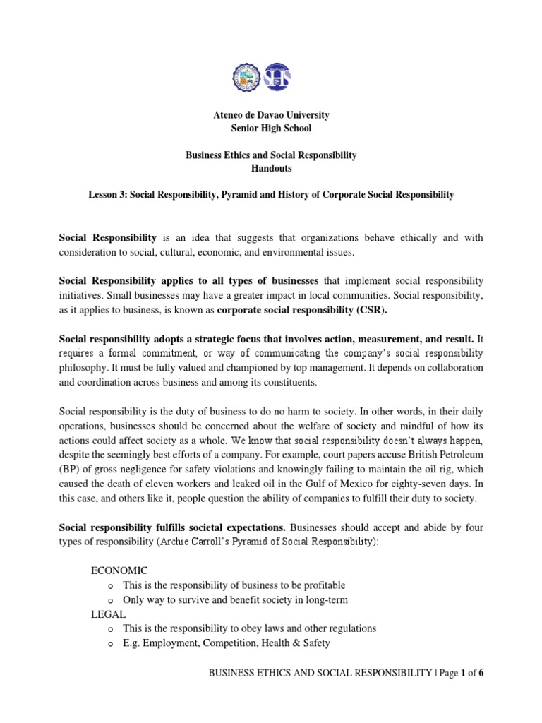 Ateneo de Davao University Senior High School Business Ethics and ...